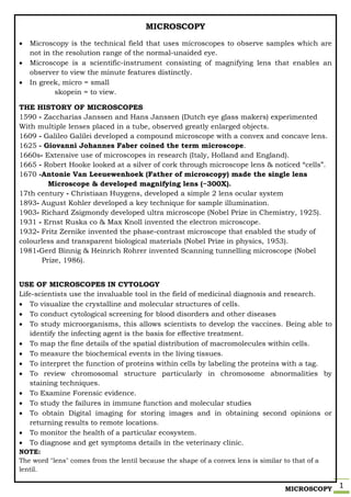 1. MICROSCOPY - introduction + principle (Basics) | PDF