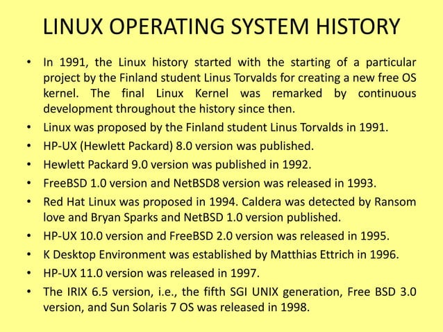 Introduction and history of linux | PPT | Computing | Technology & Computing