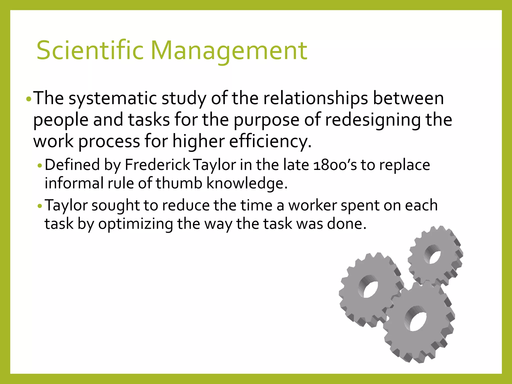 1.frederick taylor, Scientific Principles of Management, Evolution of ...