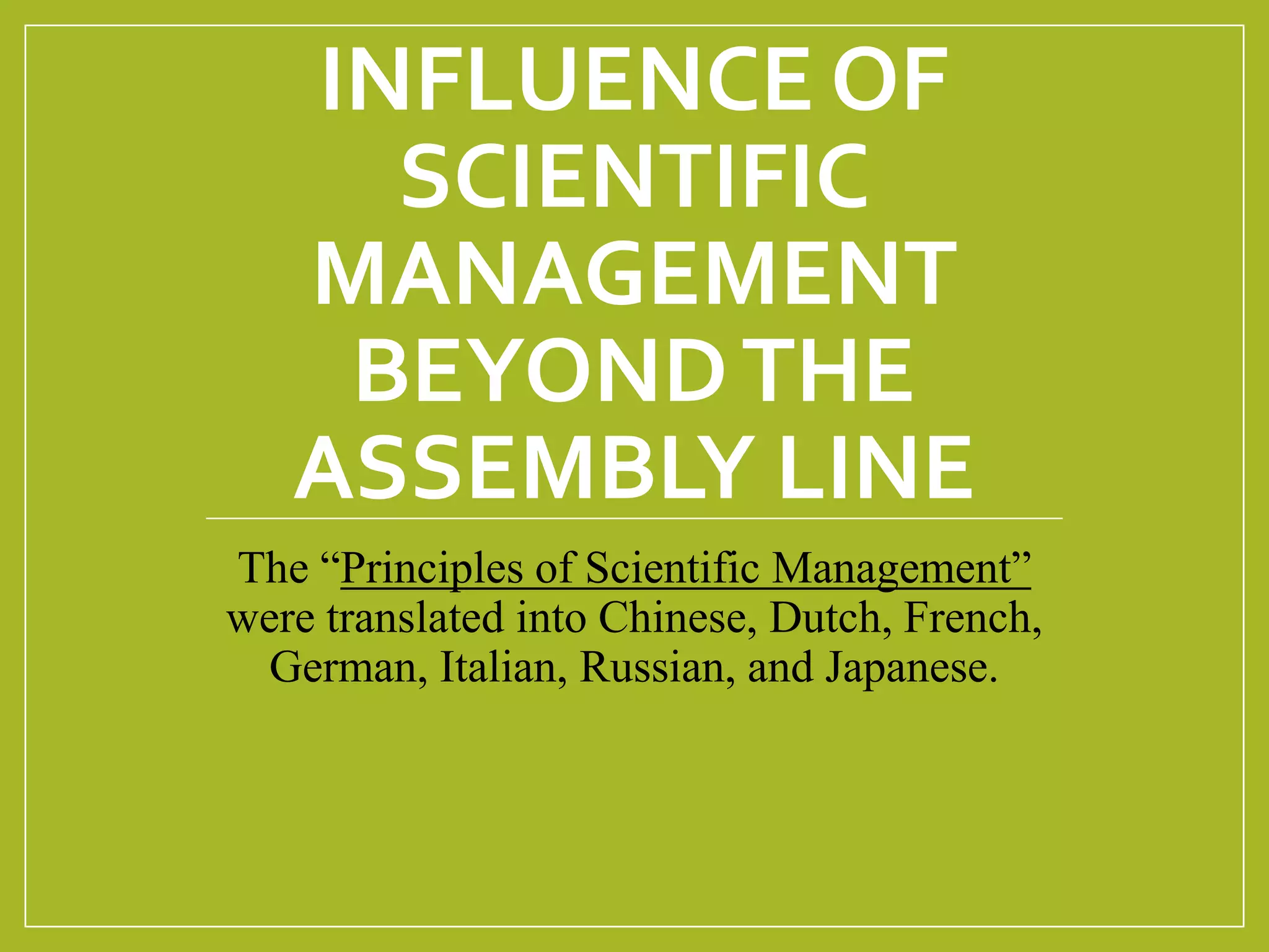 1.frederick taylor, Scientific Principles of Management, Evolution of ...