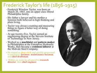 1.frederick taylor, Scientific Principles of Management, Evolution of ...
