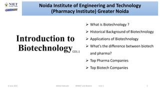 Introduction to Pharmaceutical Biotechnology | PPTX