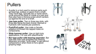 Machine tools and tools used in automobile repairing workshop. | PPTX