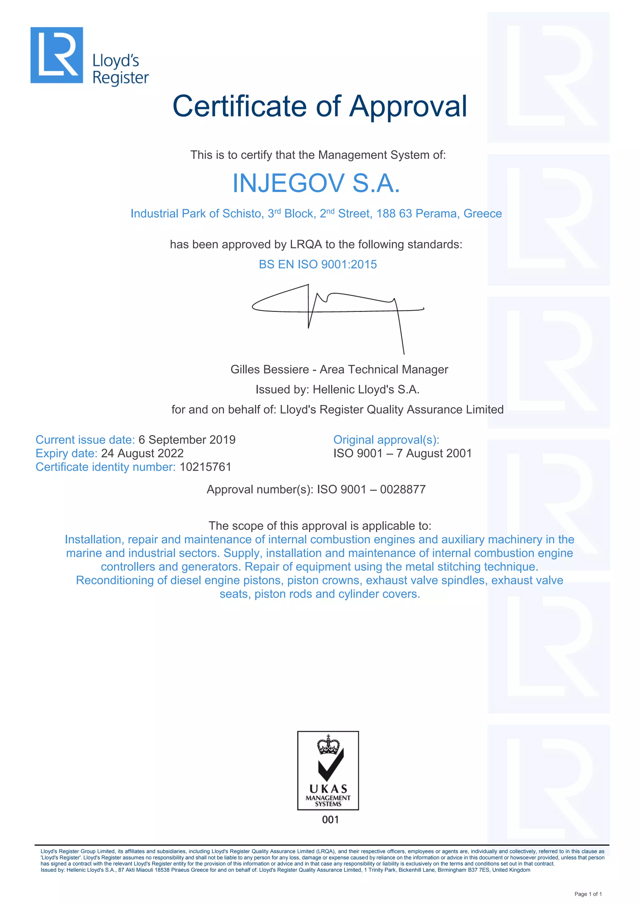 Lloyd's Register Certificate / Management System ISO 9001:2015 | PDF