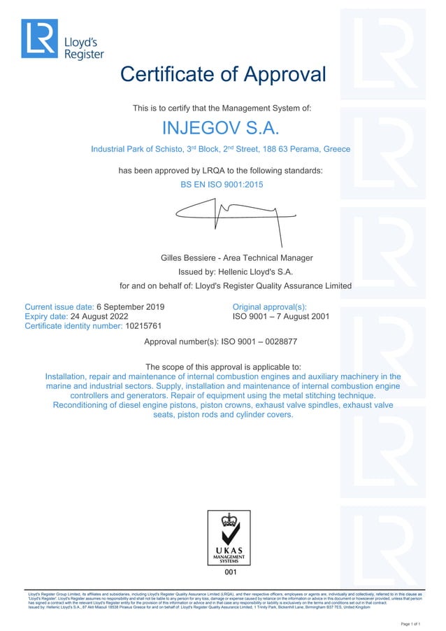 Lloyd's Register Certificate / Management System ISO 9001:2015 | PDF