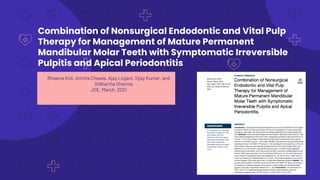NonSurgical Endodontic Treatment + Vital Pulp Therapy | PDF