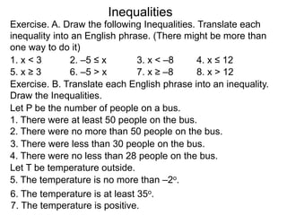 1.5 comparison statements, inequalities and intervals t | PPT