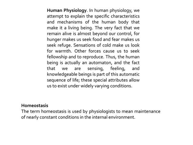 introduction to human physiology | PPTX