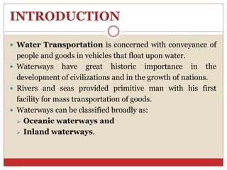 1. INTRODUCTION TO WATER TRANSPORTATION (PHE) GTU 3170623 | PPTX