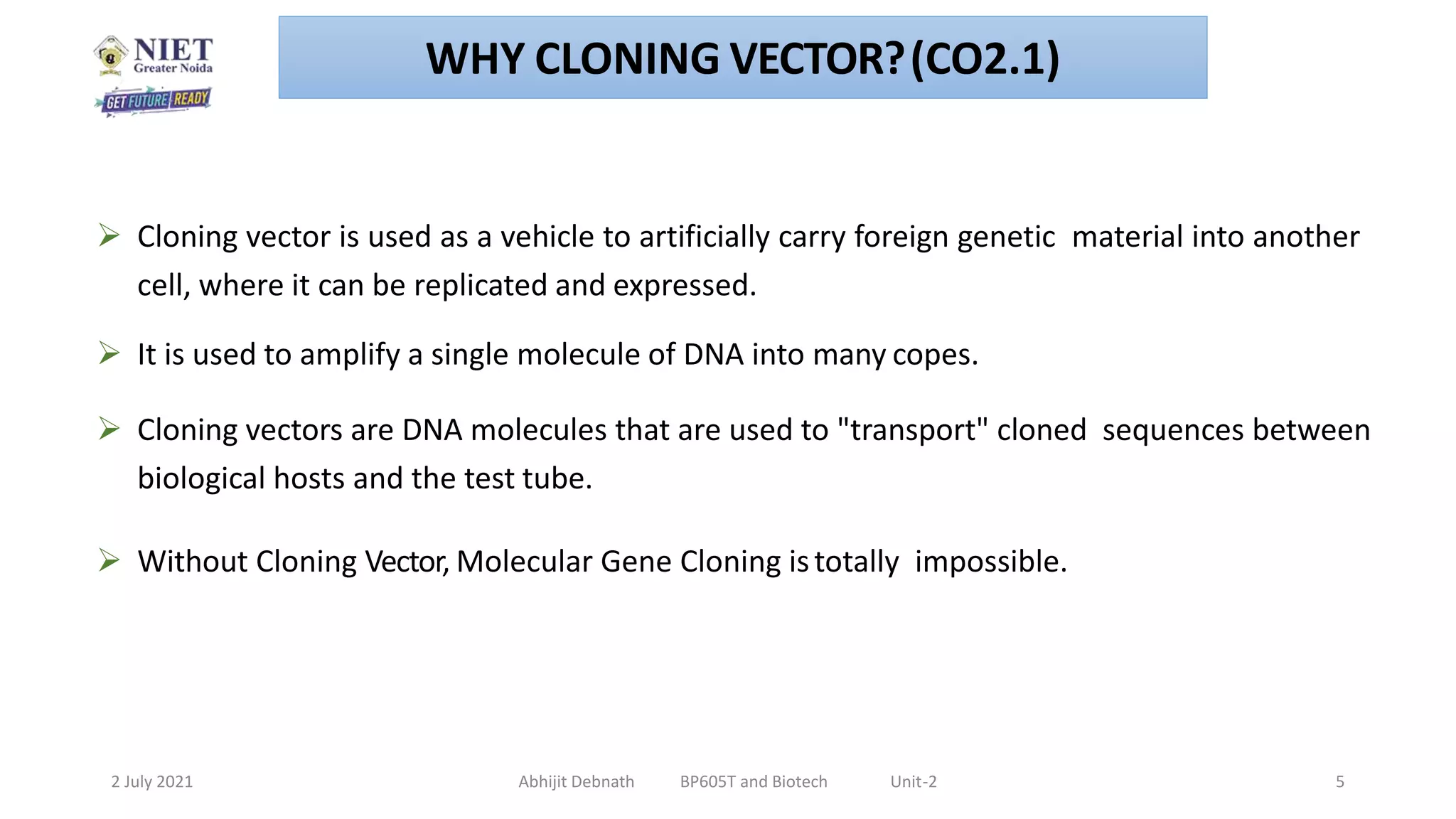Cloning vectors | PPTX