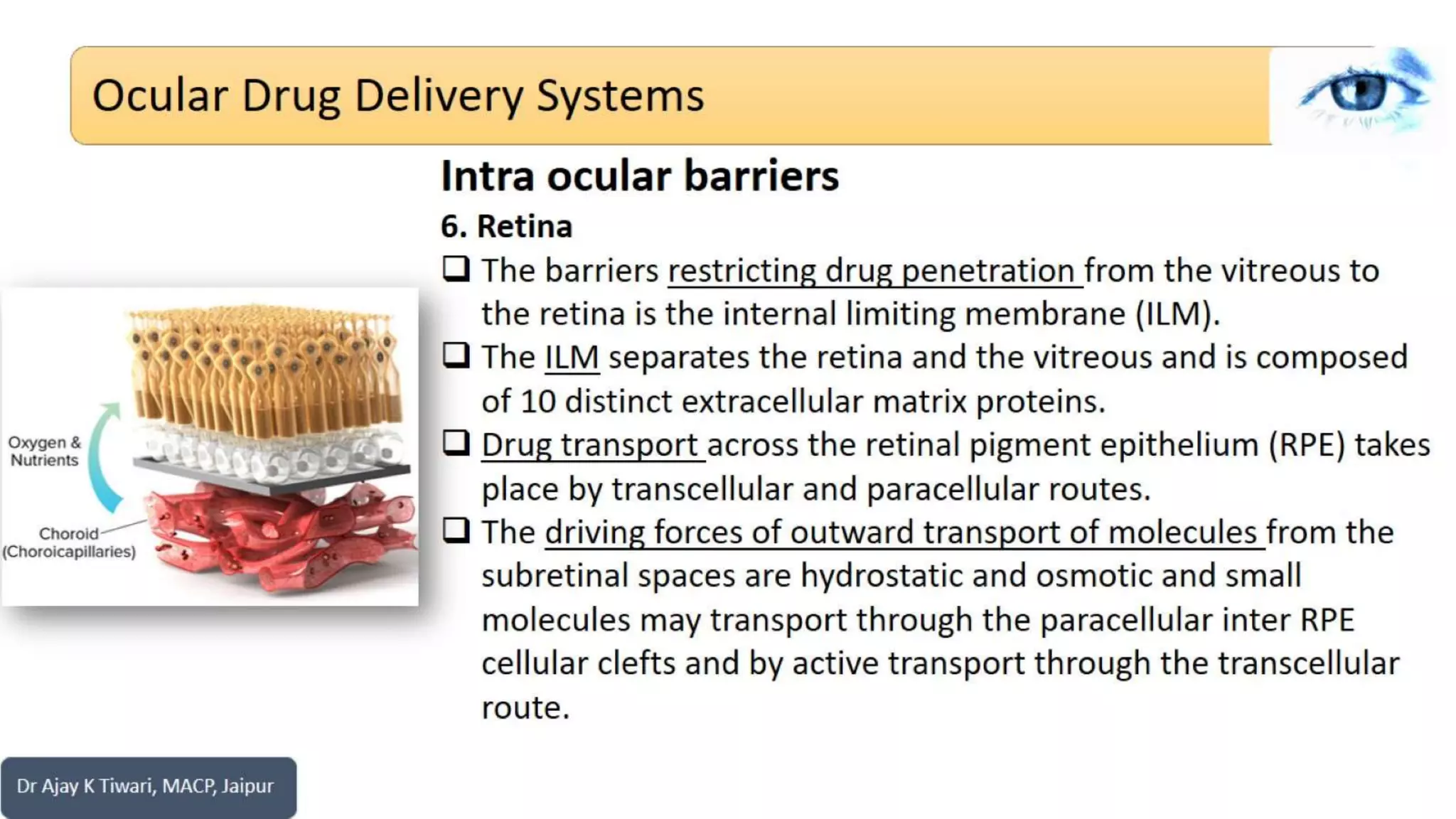 Ocular drug delivery systems (part-1)- Introduction & Barriers of drug permeation | PPTX