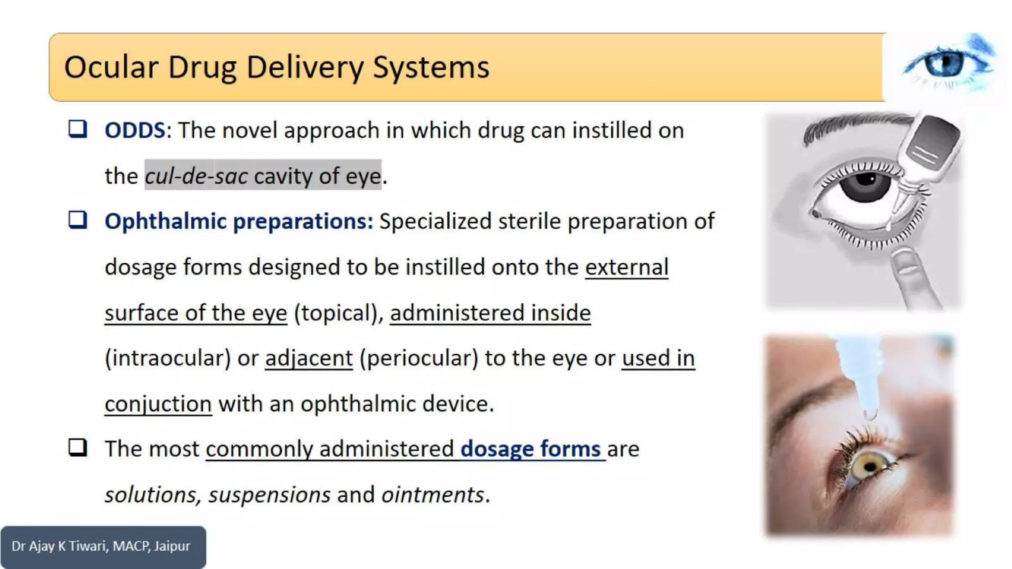 Ocular drug delivery systems (part-1)- Introduction & Barriers of drug permeation | PPTX