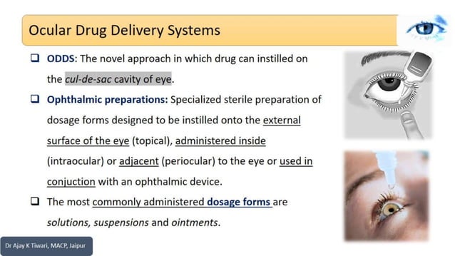 Ocular drug delivery systems (part-1)- Introduction & Barriers of drug permeation | PPTX | Eye ...