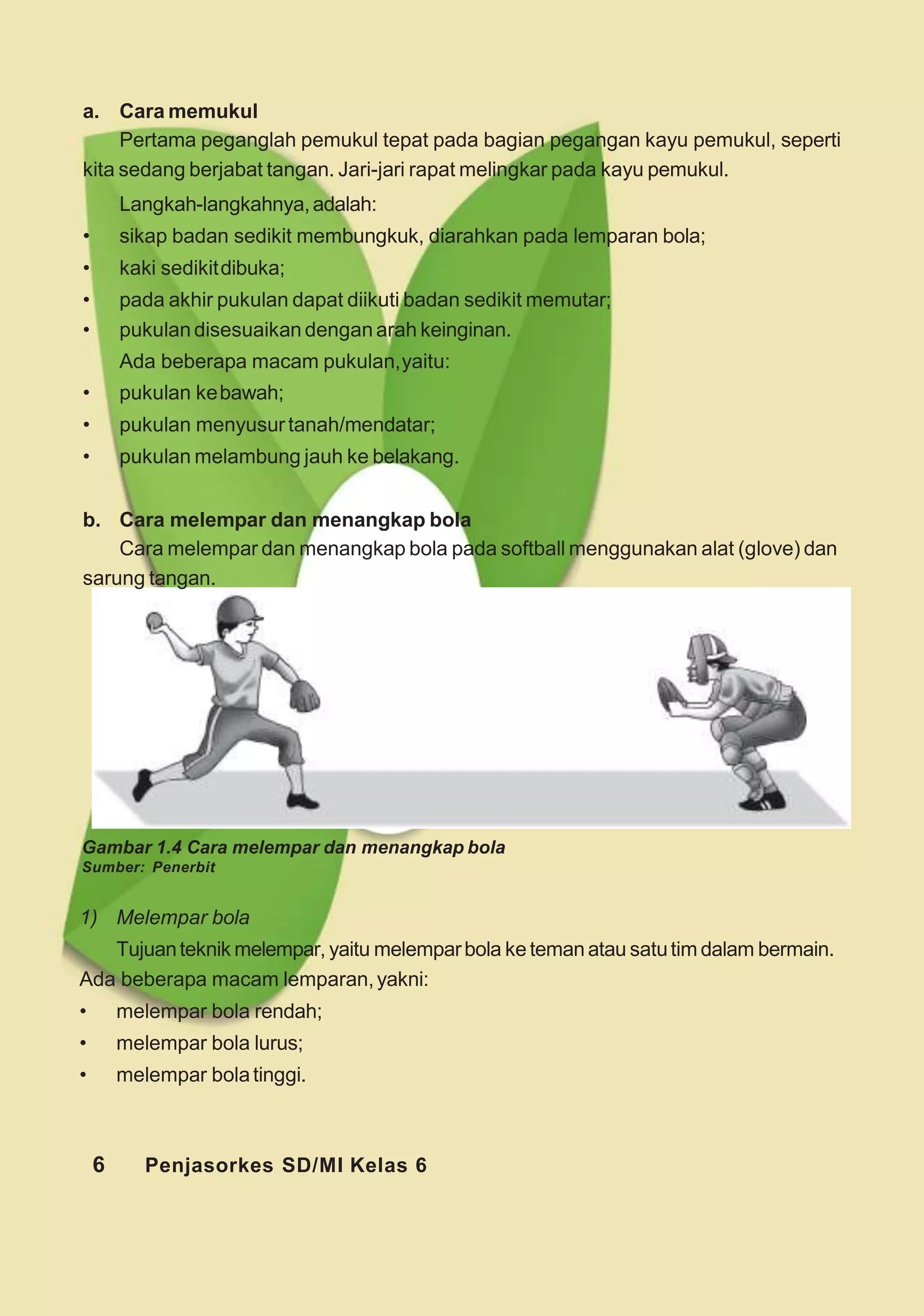 1. materi pjok kelas 6 bab 1 permainan softball | PPTX