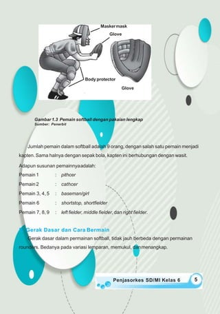 1. materi pjok kelas 6 bab 1 permainan softball | PDF