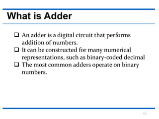 1.ripple carry adder, full adder implementation using half adder. | PPTX