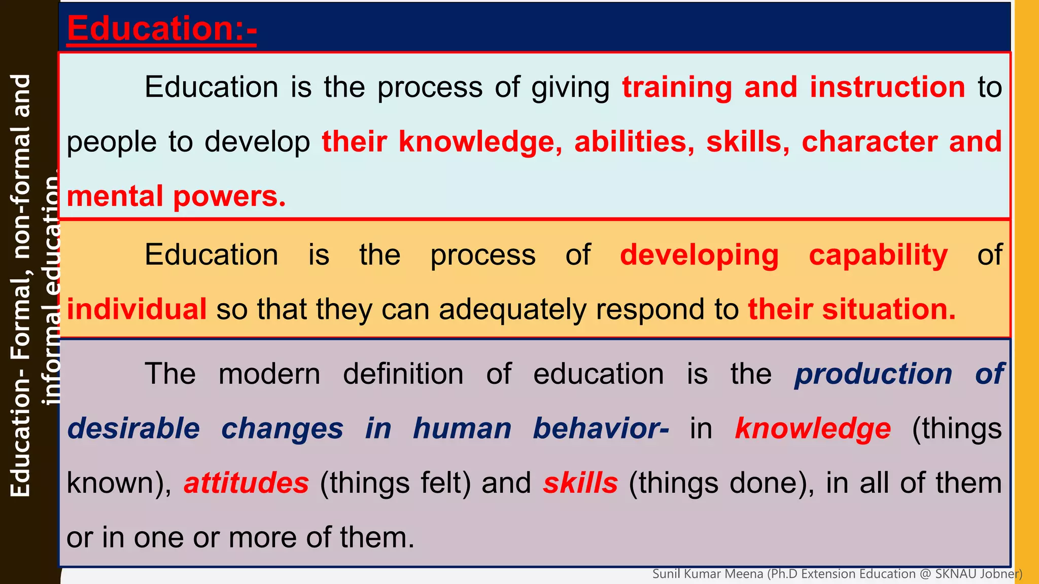 education- meaning, defination, types of education and Differences in ...