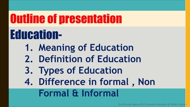 education- meaning, defination, types of education and Differences in ...