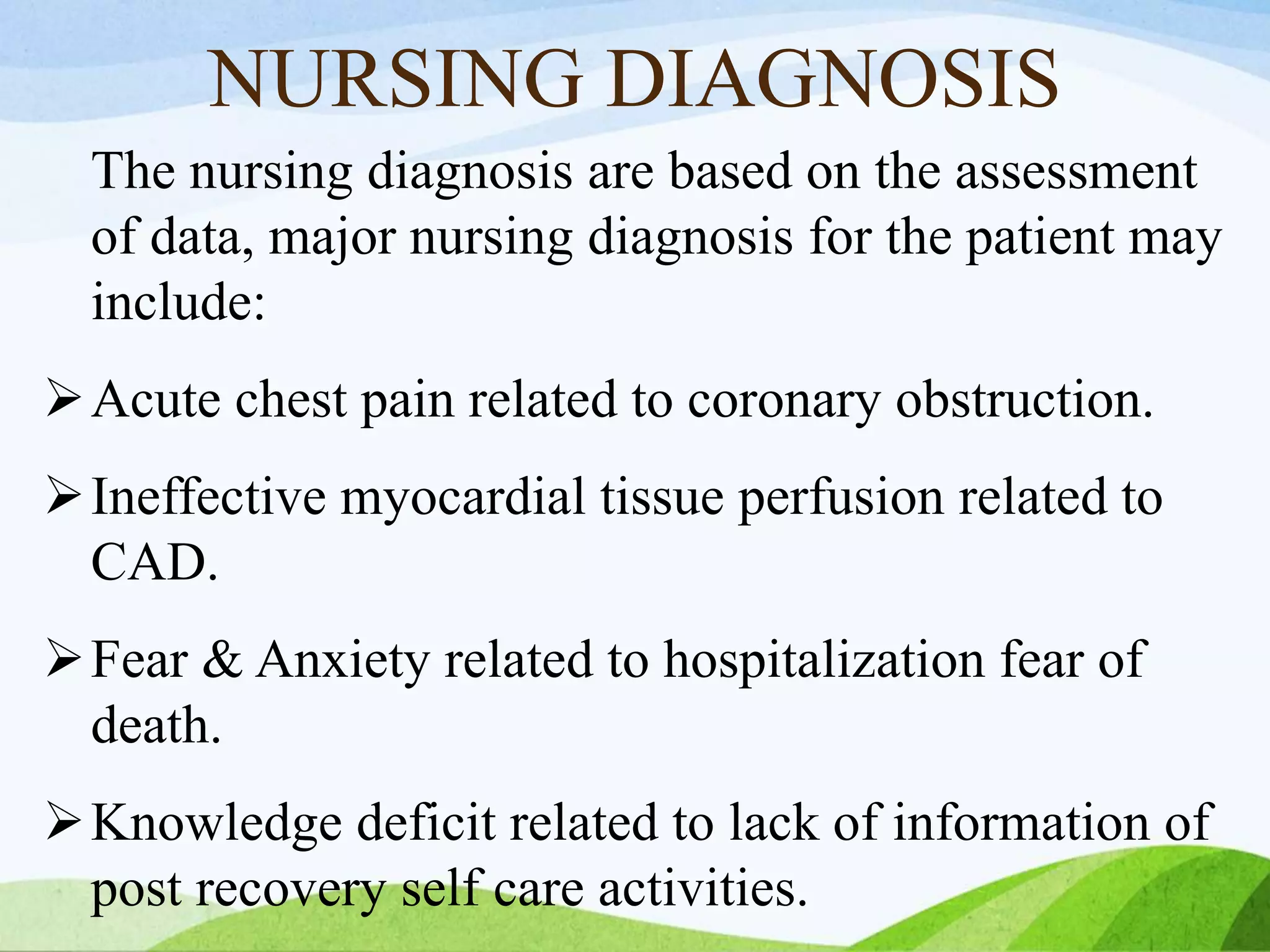 1. nursing management patient with angina pectoris | PPTX
