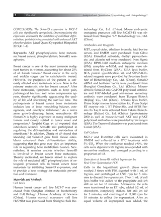 Role of Sema4D in Bone Metastasis of Breast Cancer | PDF