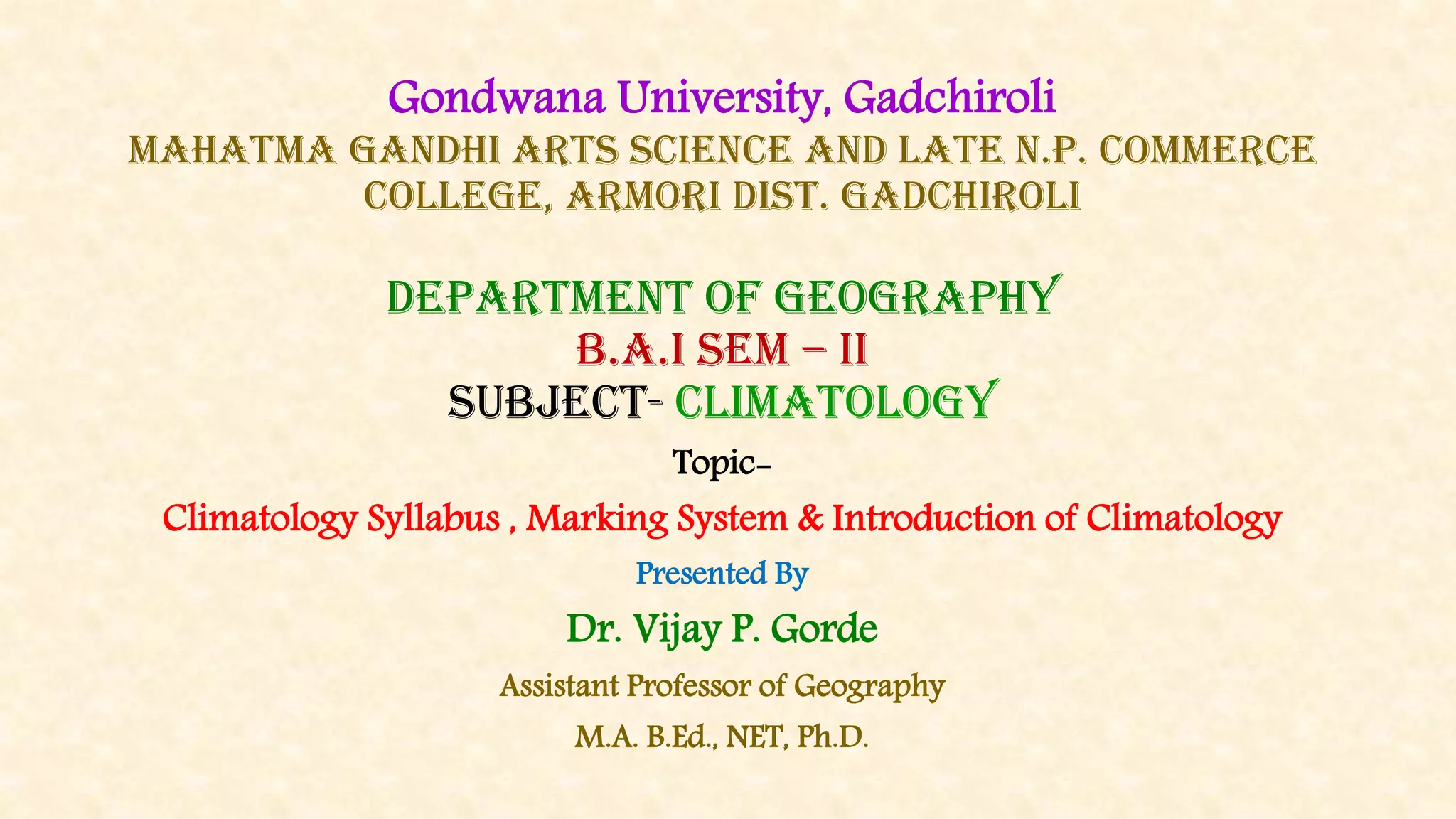 1. climatology syllabus, marking system & introduction | PDF