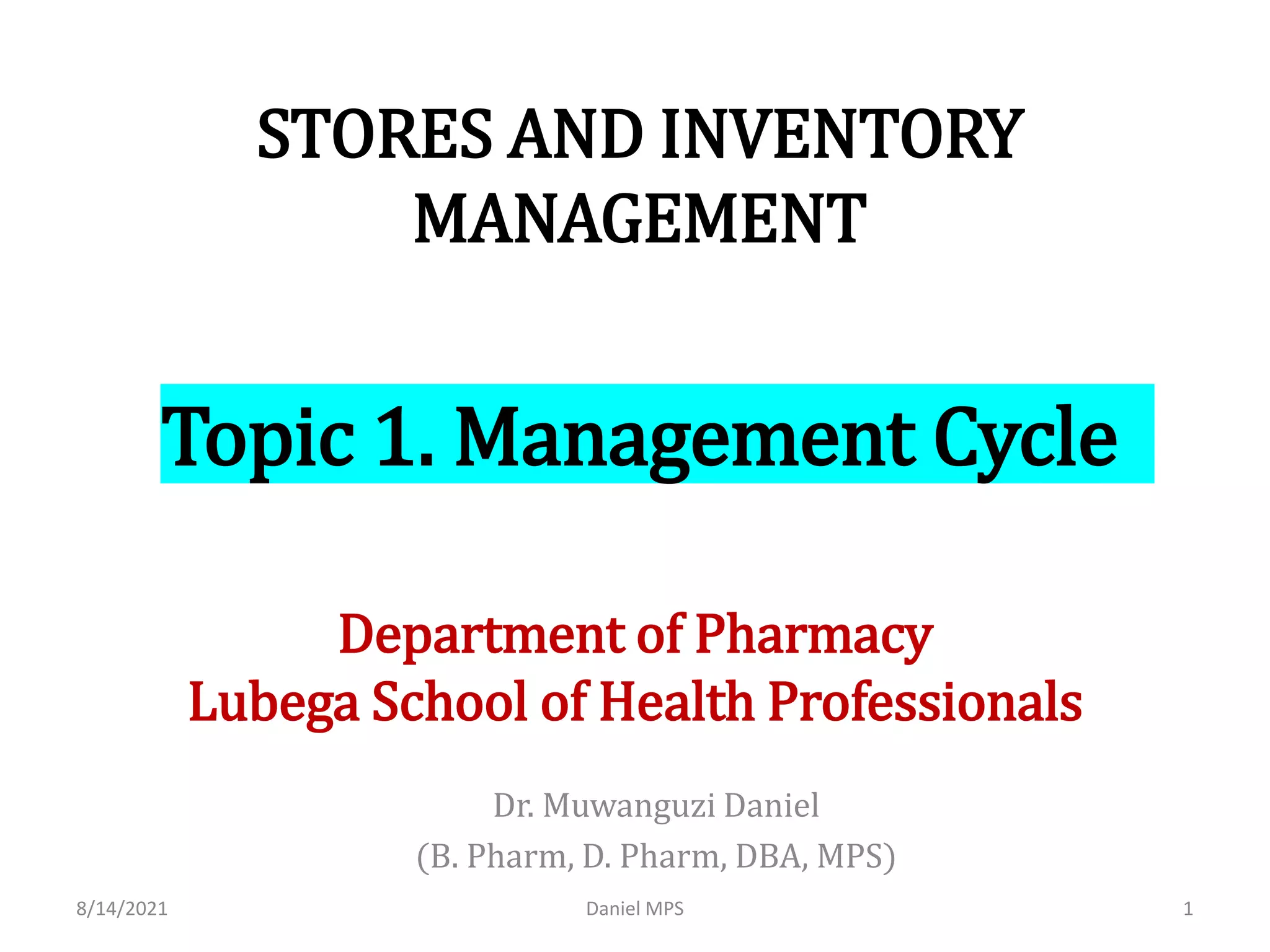 1. Pharmacy management cycle | PPTX