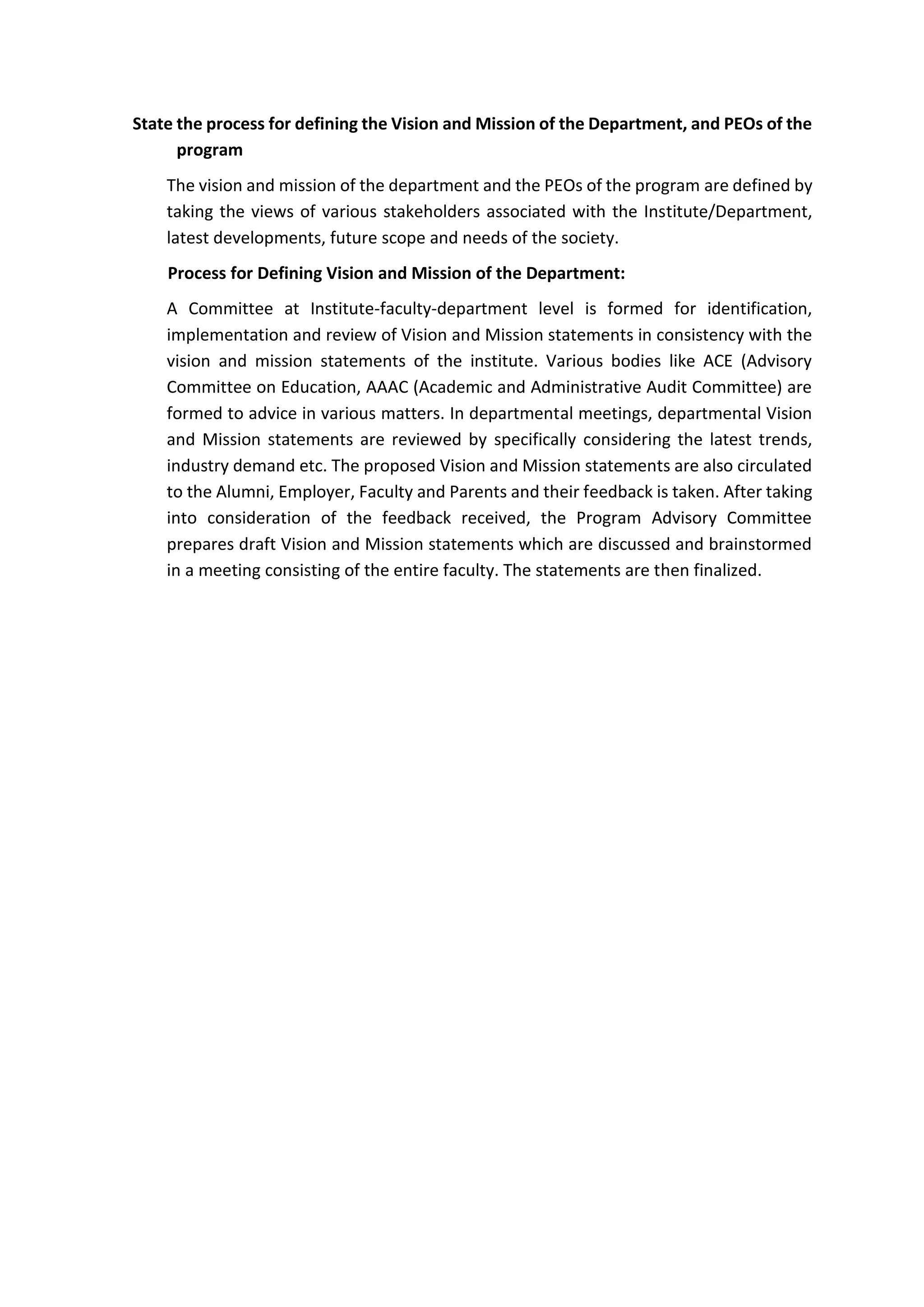 1.4 a state the process for defining the vision and mission of the ...