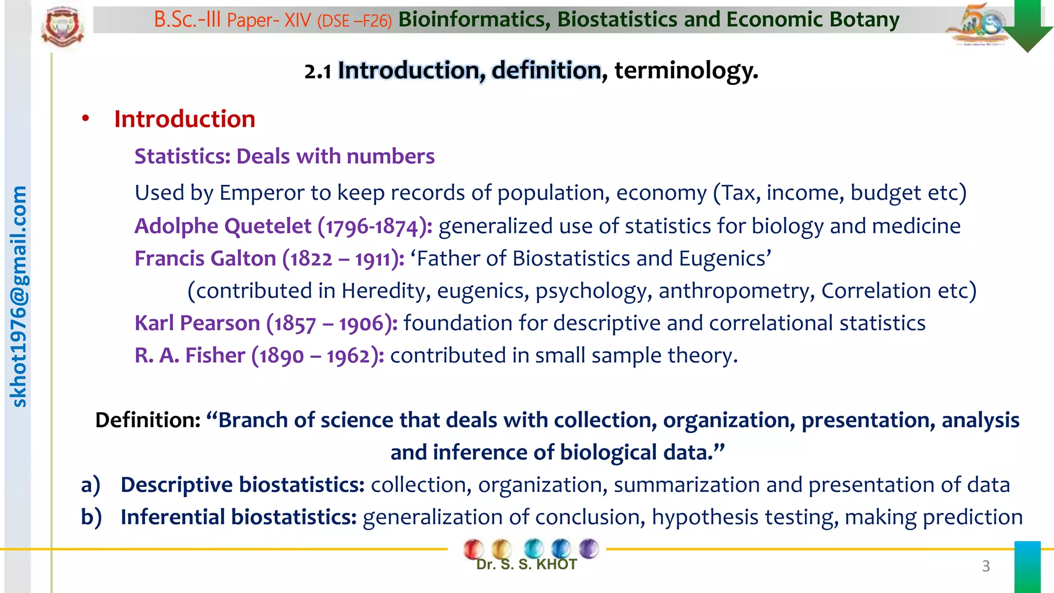 1. Biostatistics introduction and terminologies | PPTX