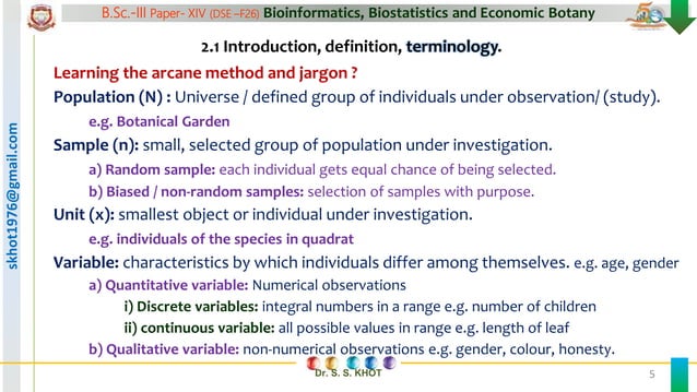 1. Biostatistics introduction and terminologies | PPTX | Biological Sciences | Science