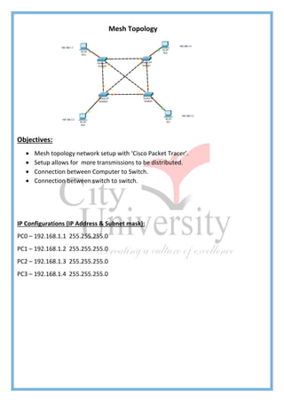 Mesh Topology design with Cisco Packet Tracer | PDF