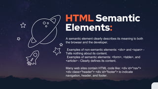 HTML Semantic Elements | PPTX | Web Design and HTML | Internet