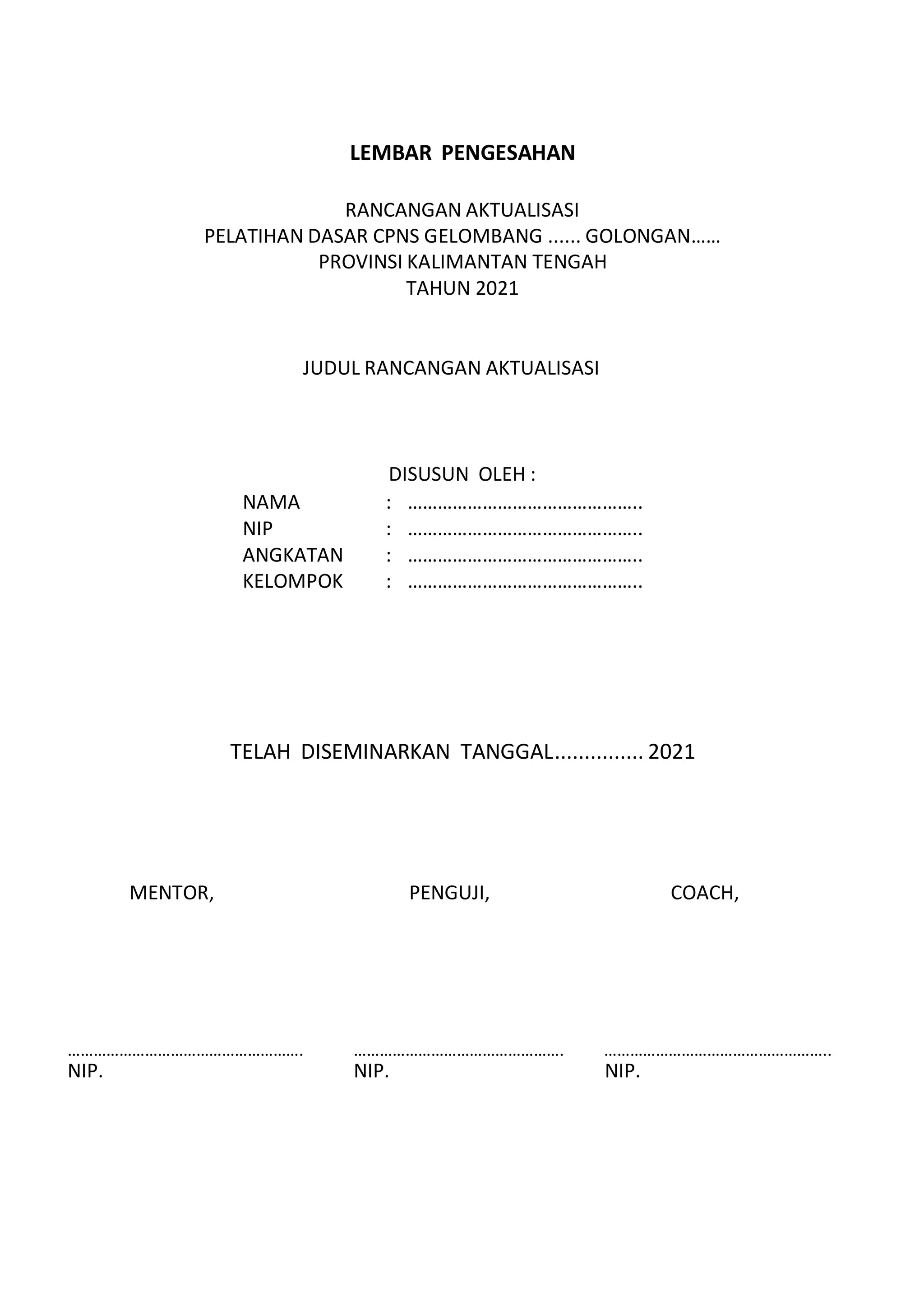 1. contoh cover ra dan laporan aktualisasi | PDF