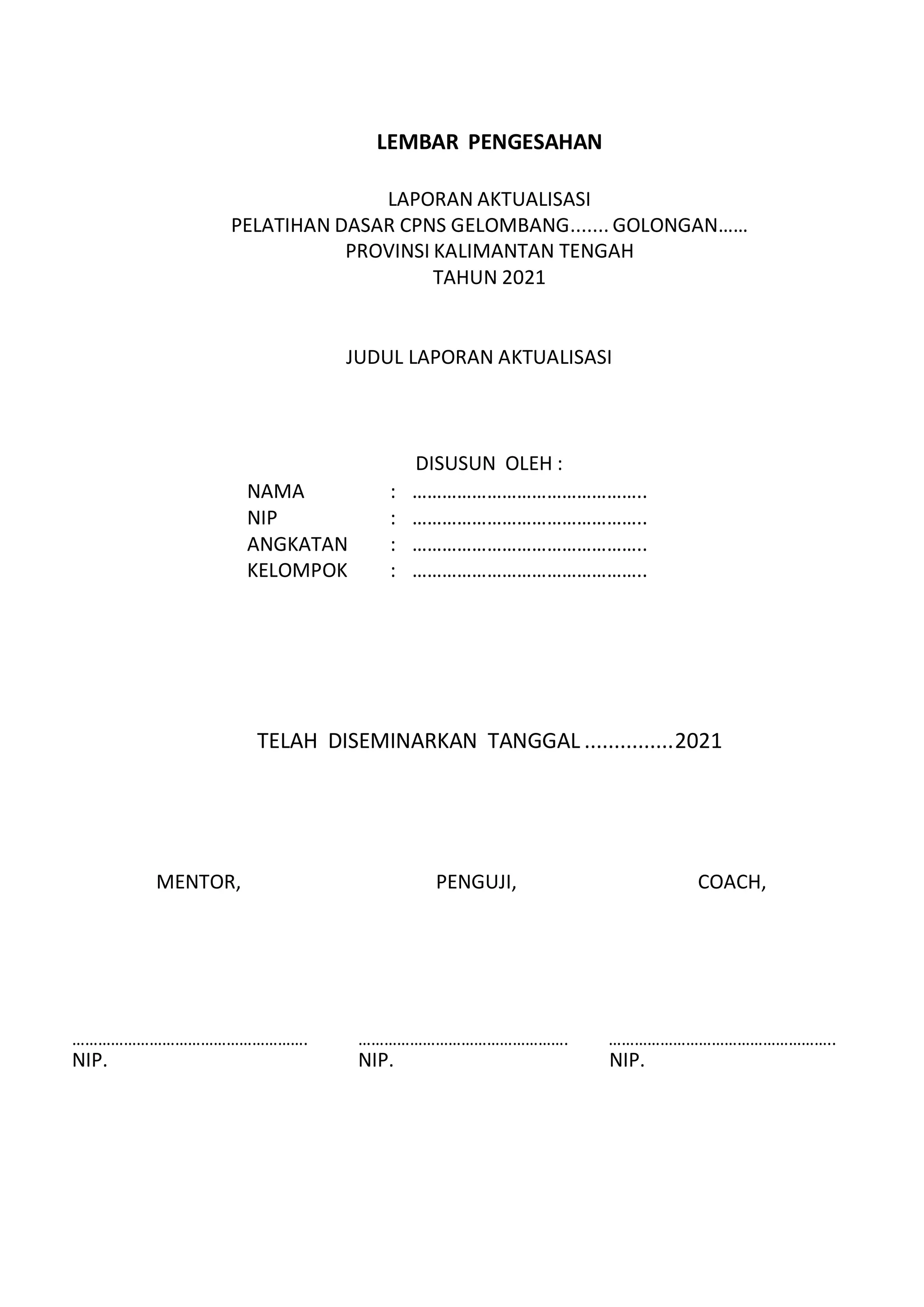 1. contoh cover ra dan laporan aktualisasi | PDF