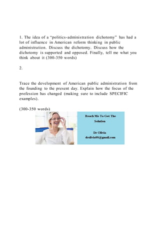 1. the idea of a politics administration dichotomy” has had a l | DOCX ...