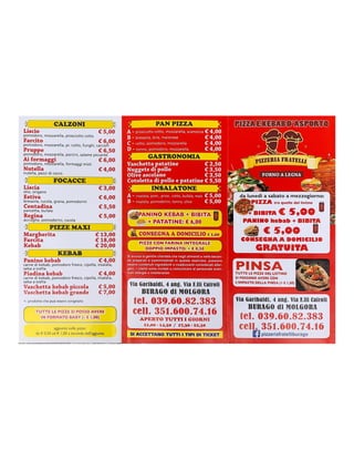 menu' pizzeria fratelli | PDF | Bars & Restaurants | Attractions
