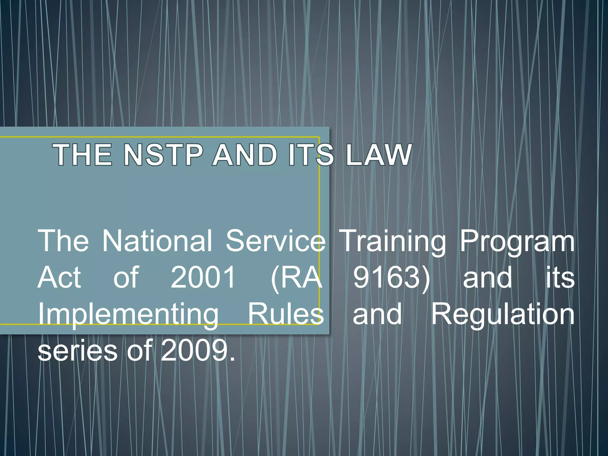 1. the nstp-and-its-law | PPTX