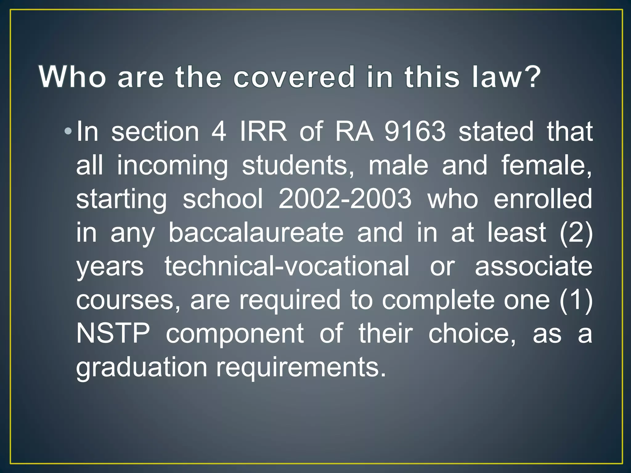 1. the nstp-and-its-law | PPTX