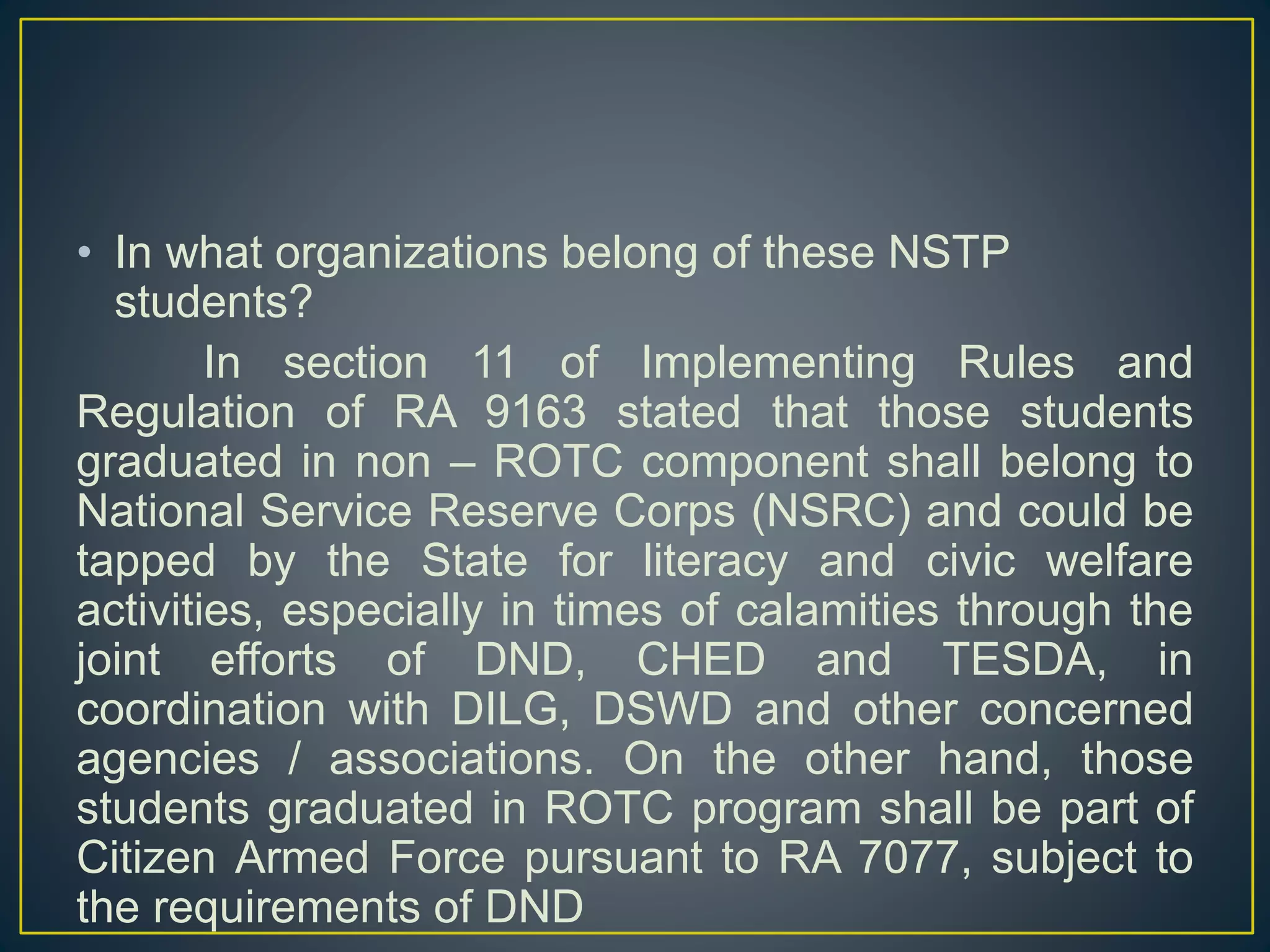 1. the nstp-and-its-law | PPTX