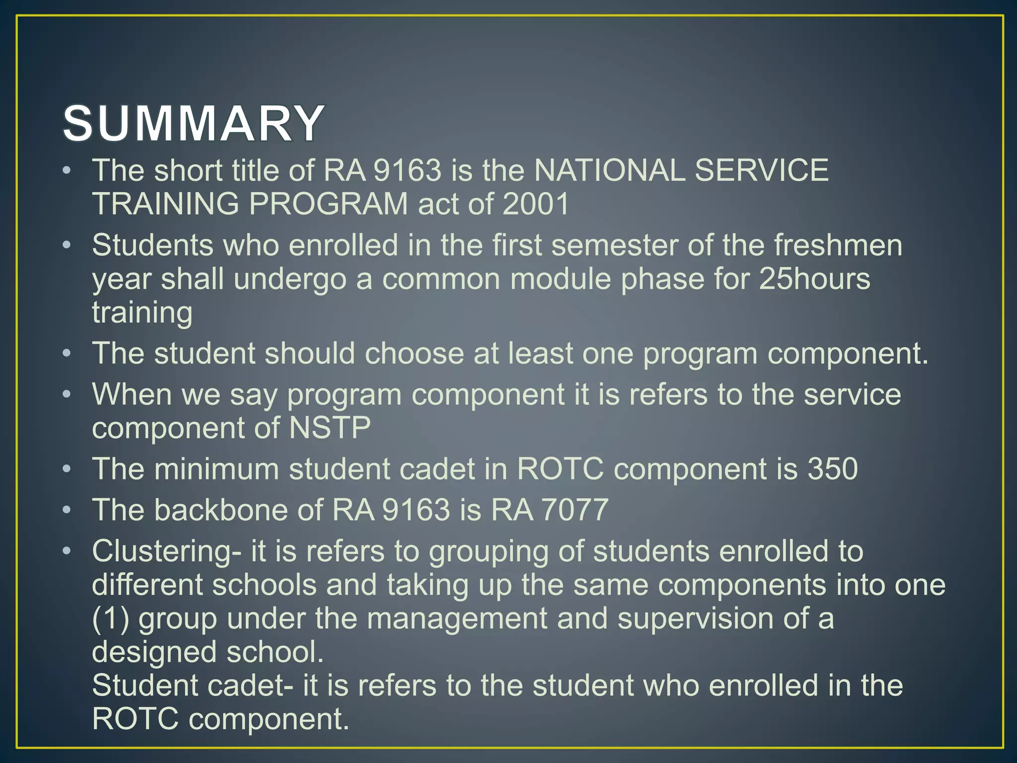 1. the nstp-and-its-law | PPTX