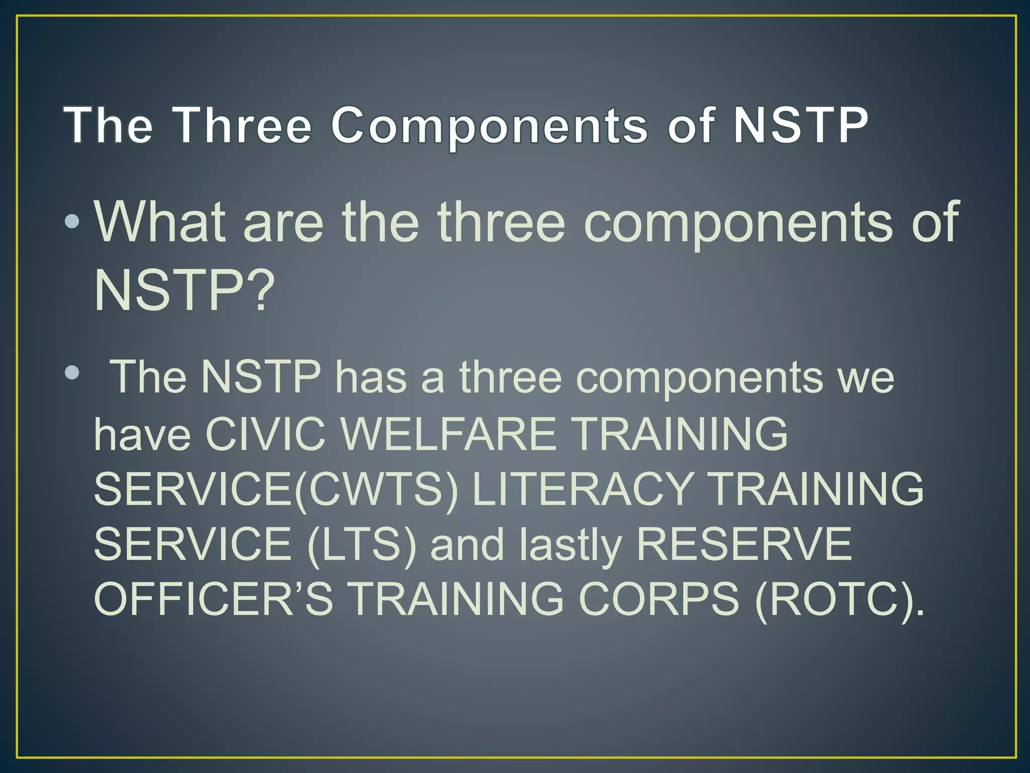 1. the nstp-and-its-law | PPTX