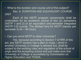 1. the nstp-and-its-law | PPTX