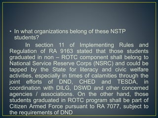 1. the nstp-and-its-law | PPTX
