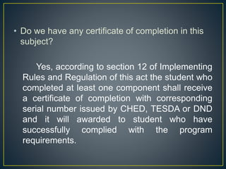 1. the nstp-and-its-law | PPTX