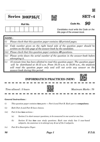 Question Paper Code 065 informatic Practice New CBSE - 2021 | PDF ...