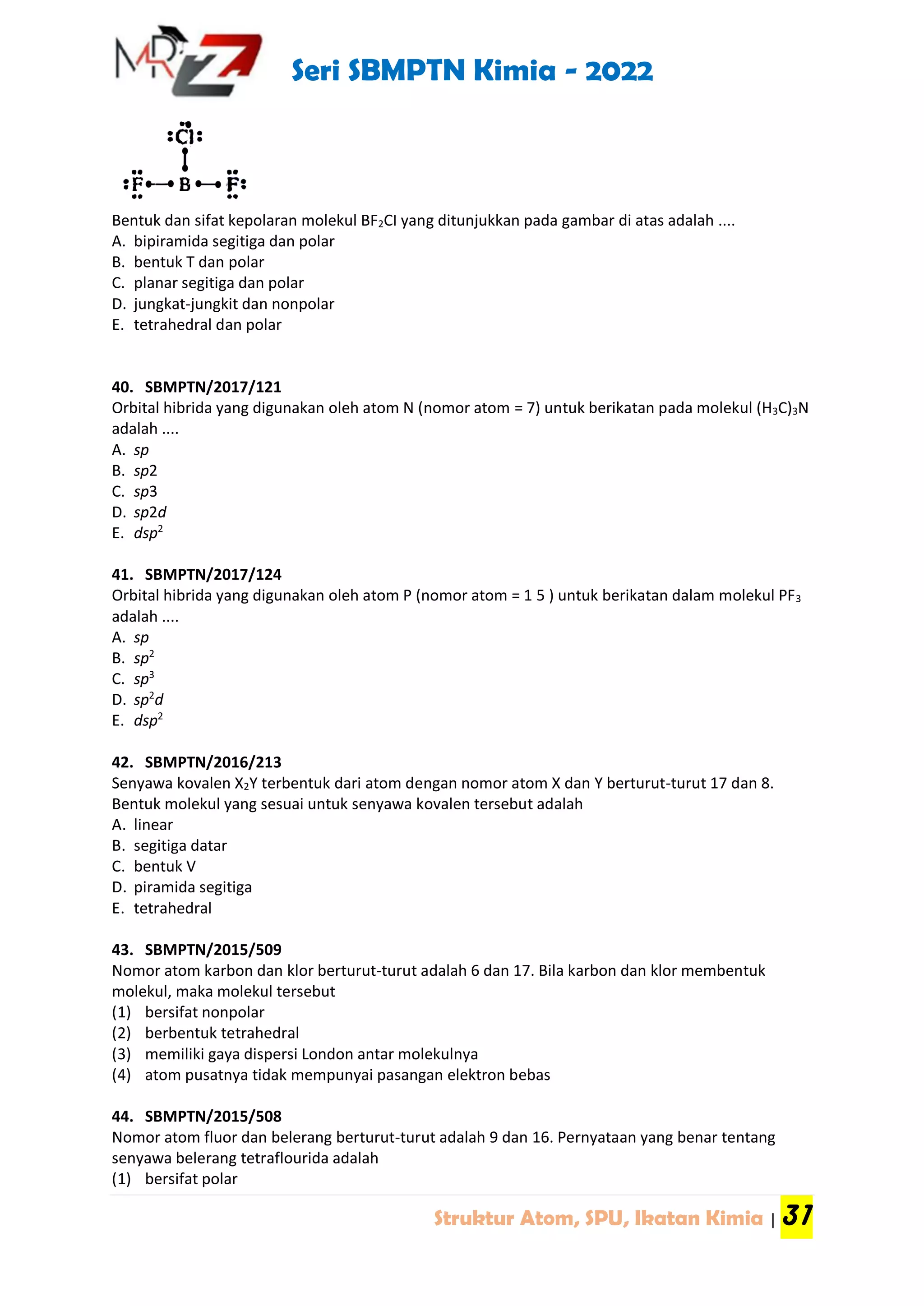 1. struktur atom, sistem periodik unsur, ikatan kimia | PDF