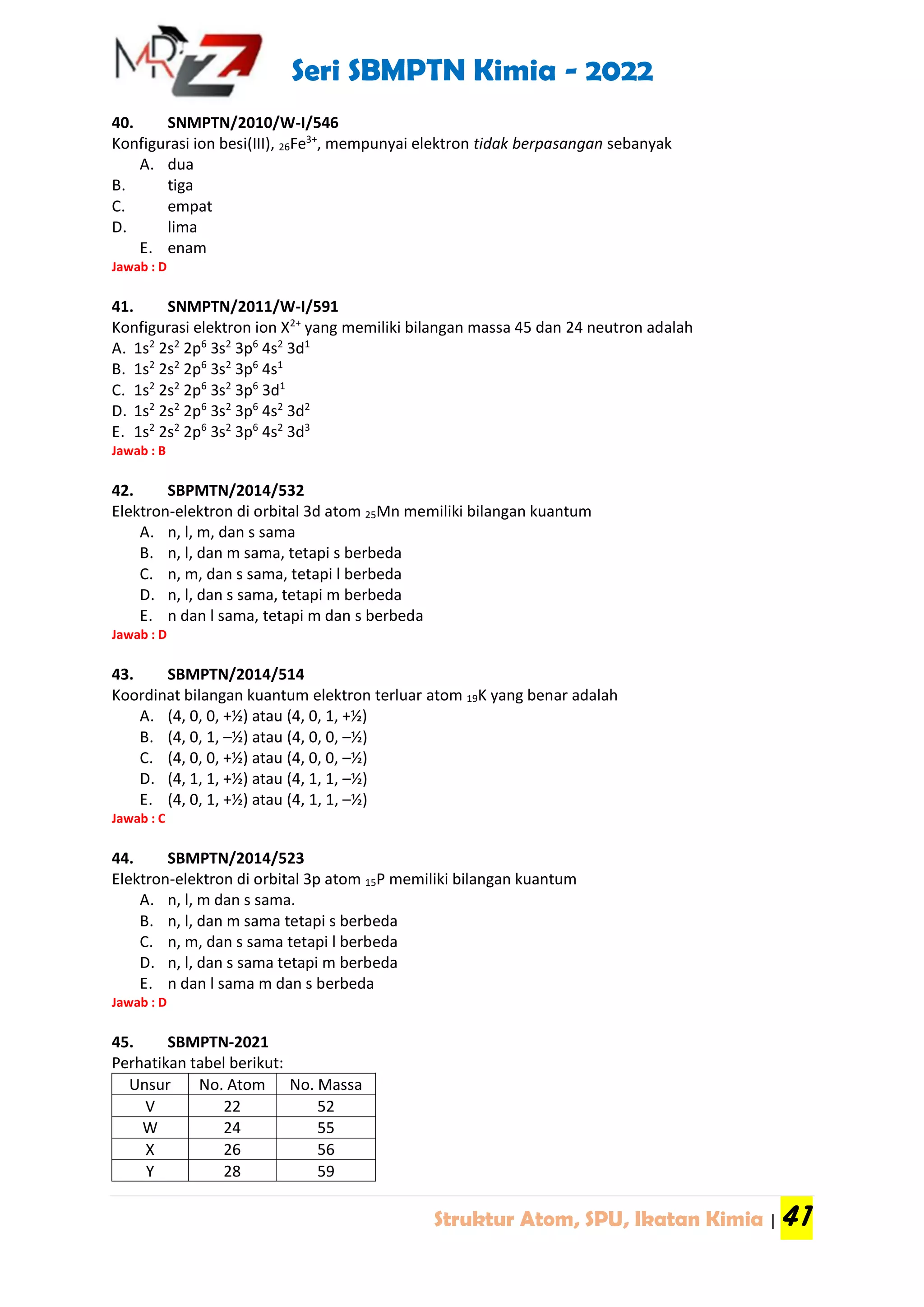 1. struktur atom, sistem periodik unsur, ikatan kimia | PDF