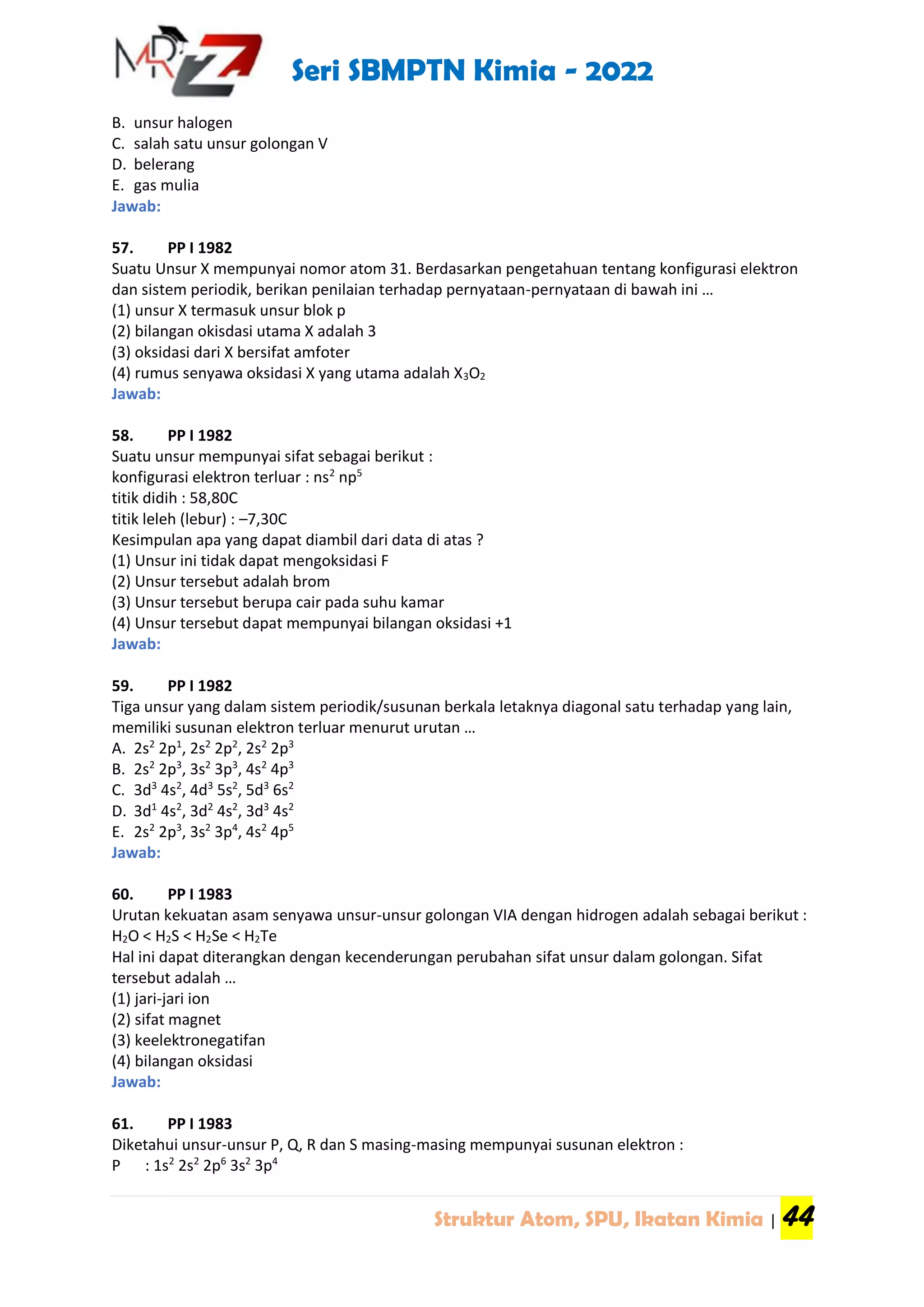 1. struktur atom, sistem periodik unsur, ikatan kimia | PDF