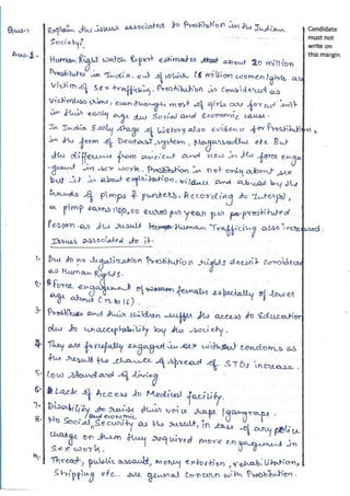 Question 1. Explain the issues associated to prostitution in Indian ...