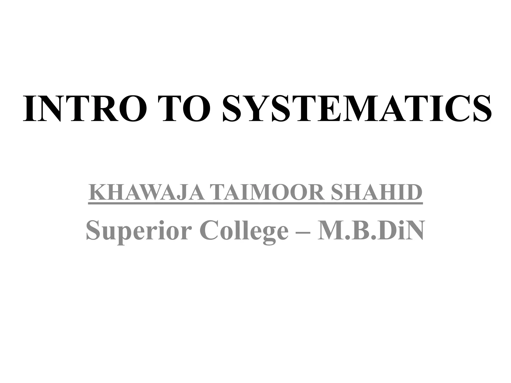 introduction to systematics | PPTX