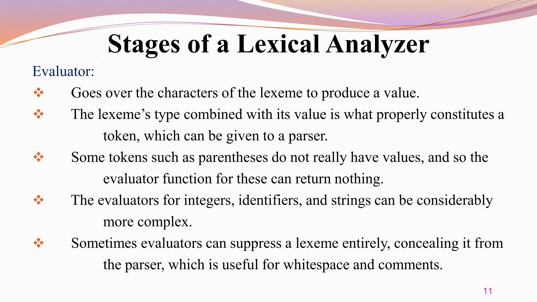 A Role of Lexical Analyzer | PPTX